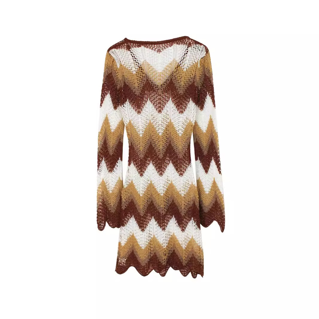 Knit Long Sleeve Mini Dress for Spring Summer