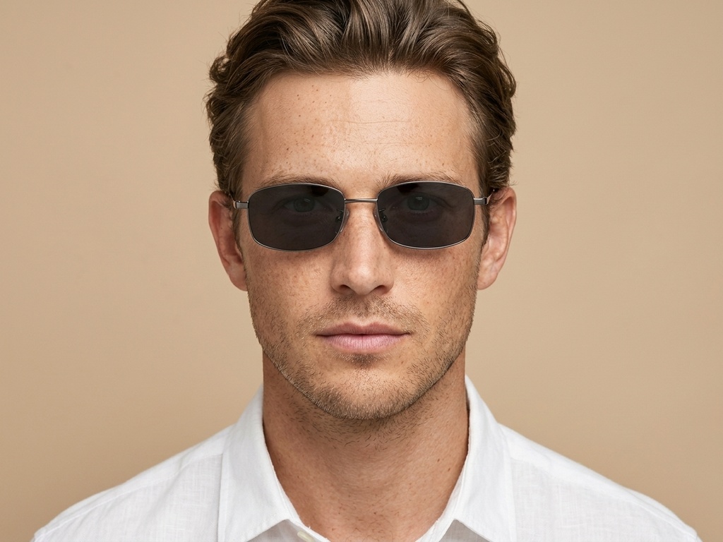Grey Rectangular Titanium Sunglasses #BS1913-0715 - BLACKSHEEP