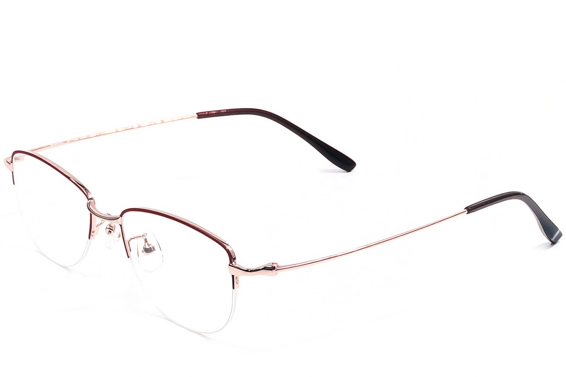Red Metal Semi-rimless Glasses #BS1924-0502 - BLACKSHEEP