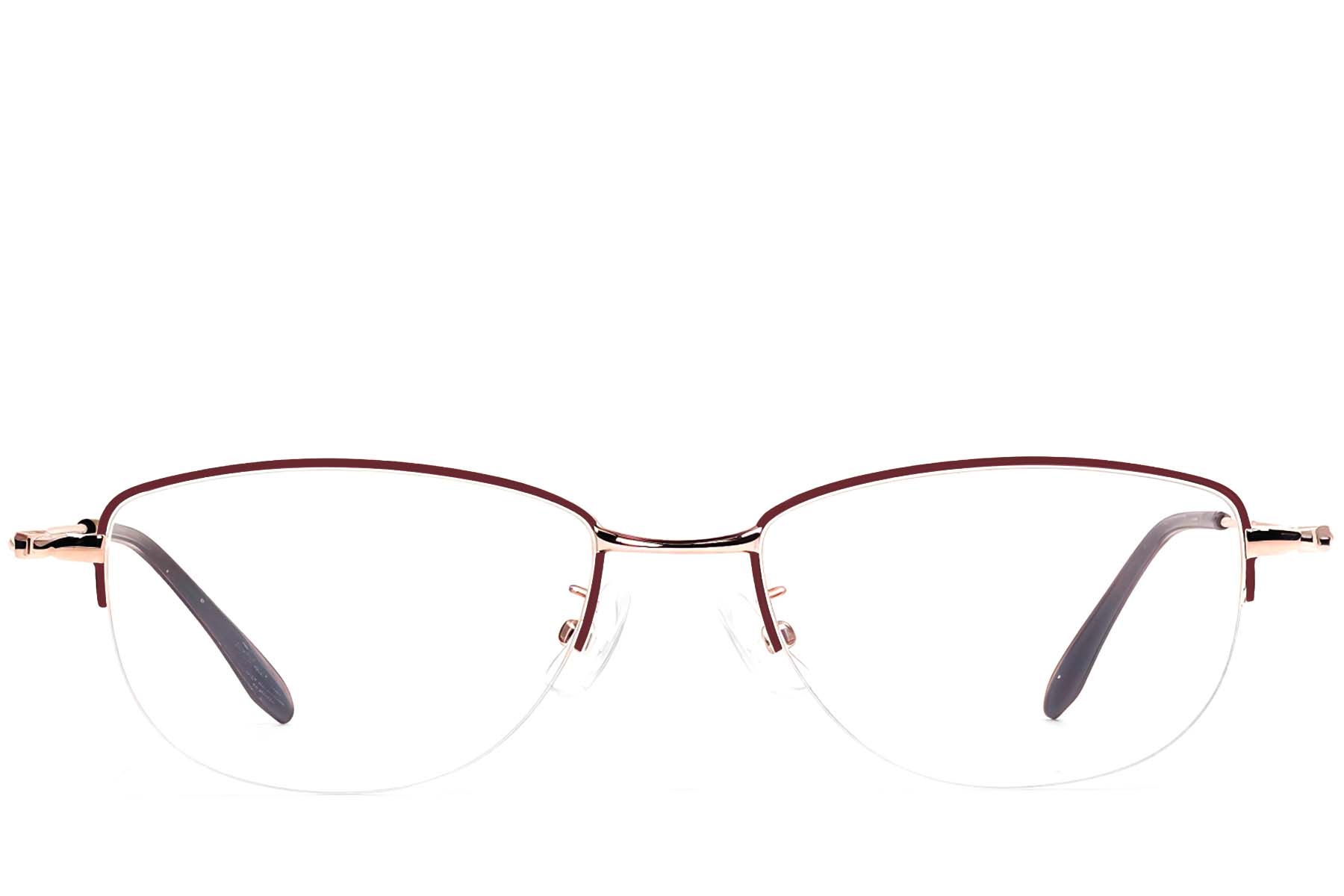 Red Metal Semi-rimless Glasses #BS1924-0502 - BLACKSHEEP