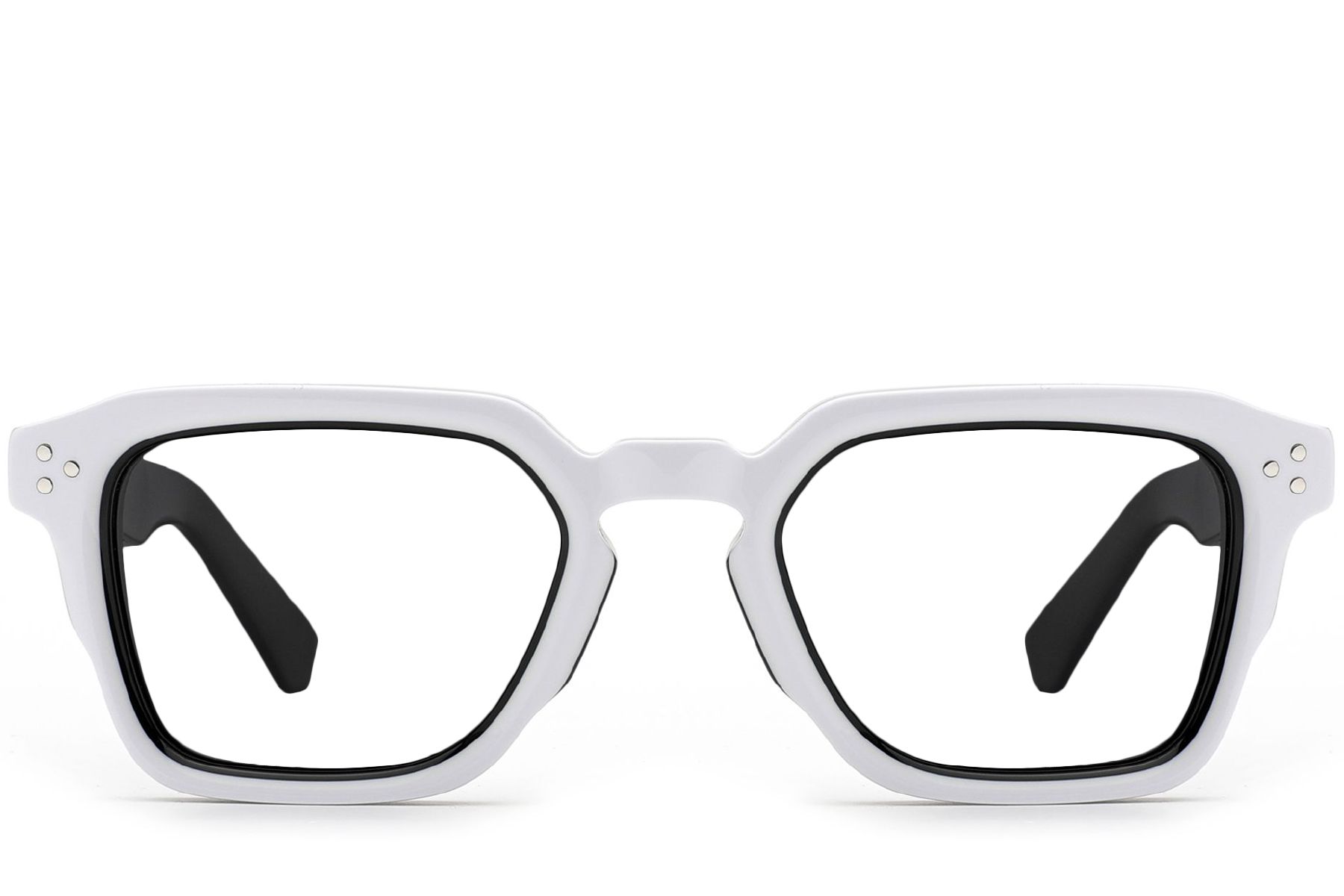 Rectangular White Acetate Glasses #BS0522-0037 - BLACKSHEEP