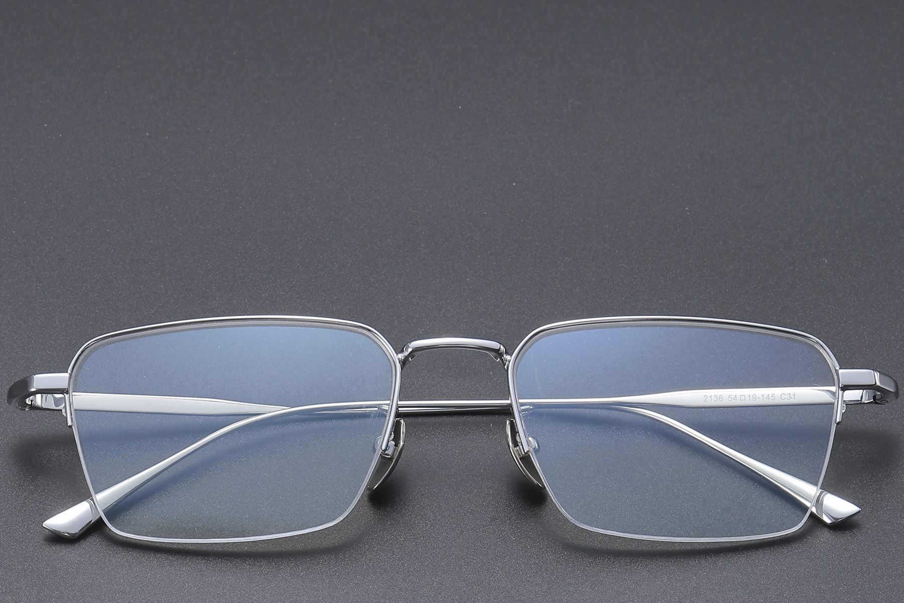 Semi-rimless Silver Titanium Glasses #BS1913-0356