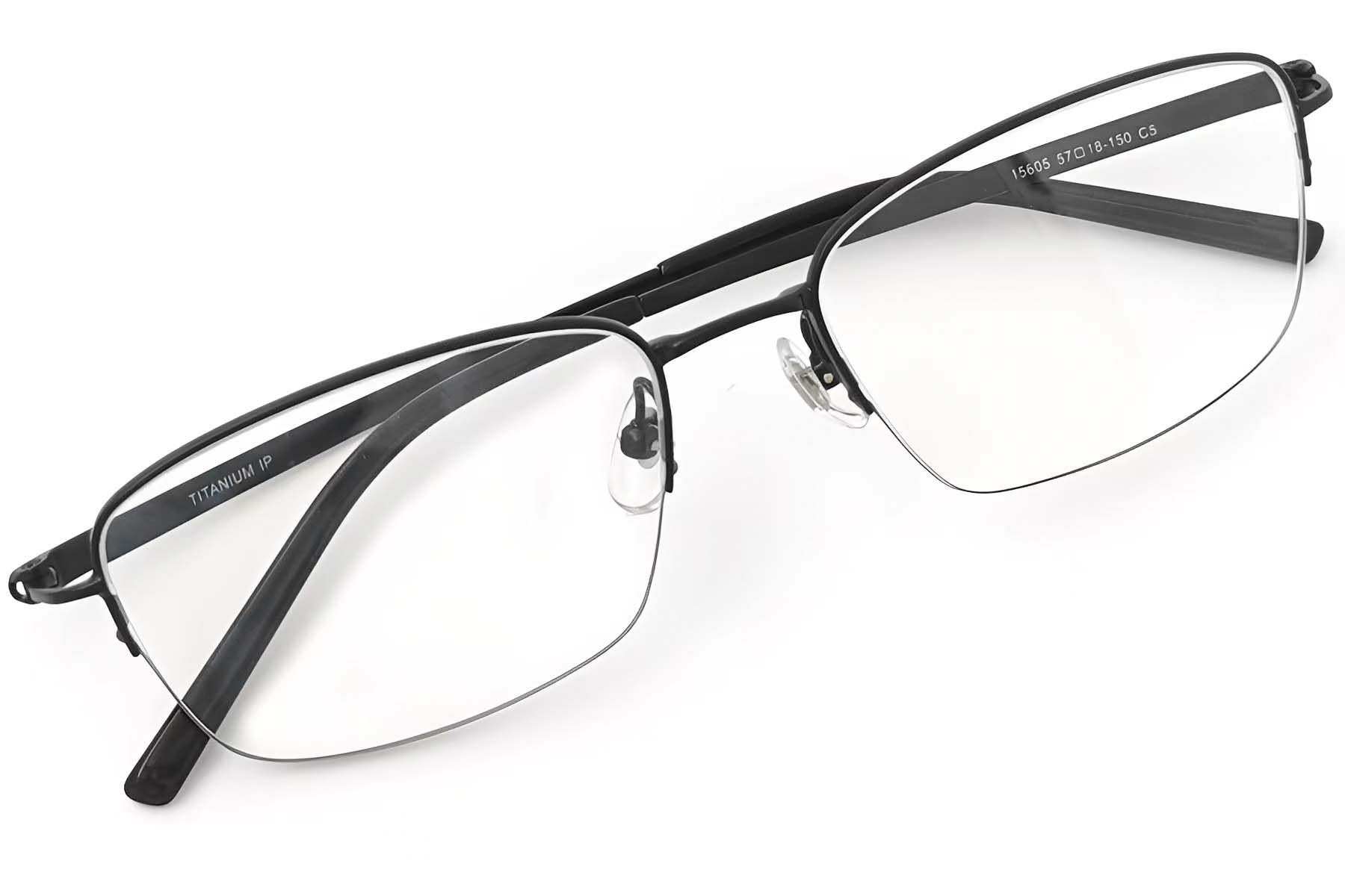Semi-rimless Black Titanium Glasses #BS2419-0028 - BLACKSHEEP