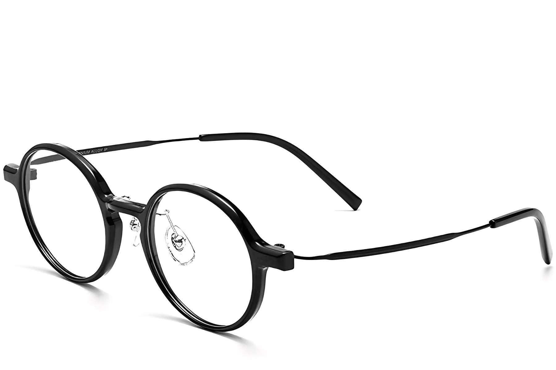 Round Black Titanium Glasses #BS2419-0062 - BLACKSHEEP