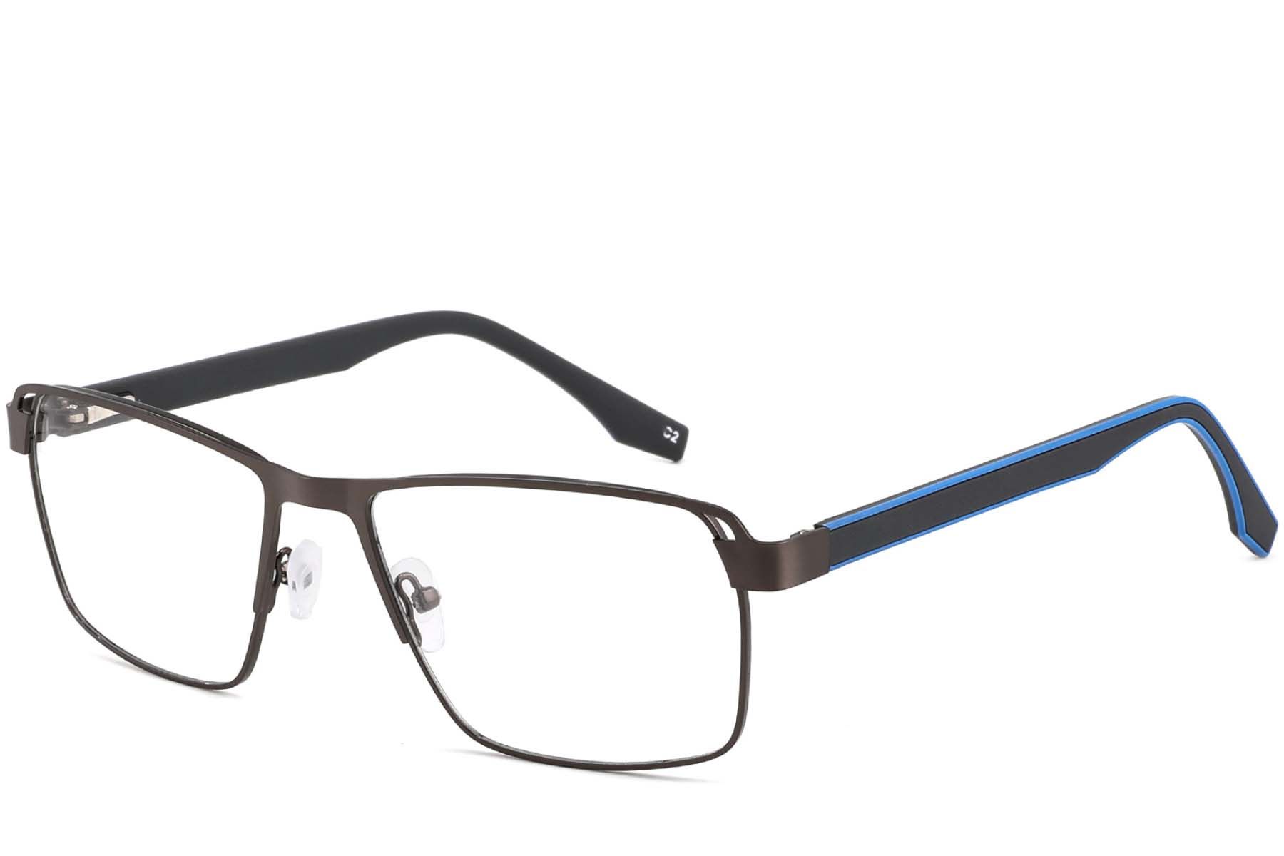 Lunettes rectangulaires en métal gris #BS2012-0997