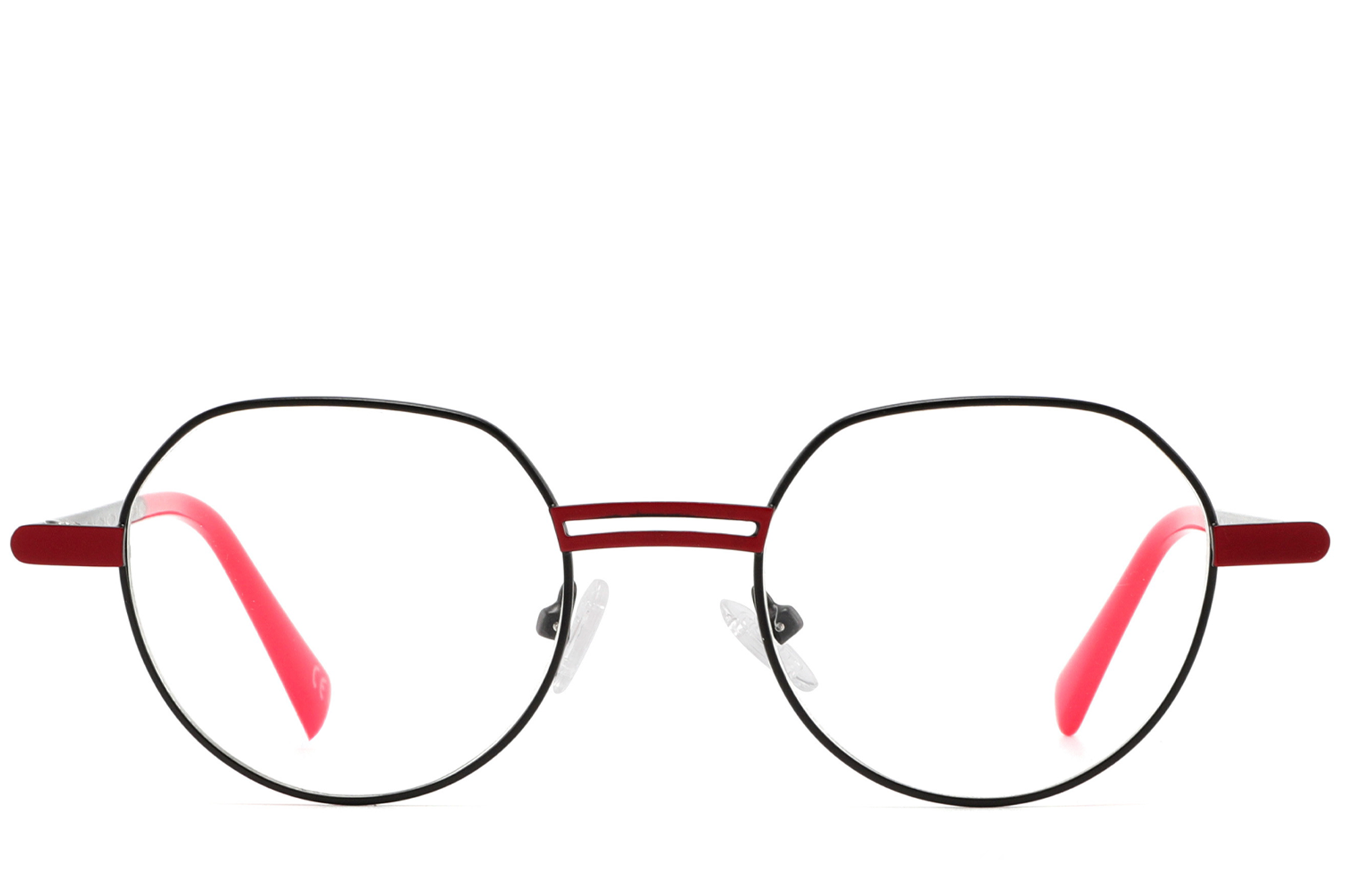 Oval Red Metal Glasses #BS2425-1285