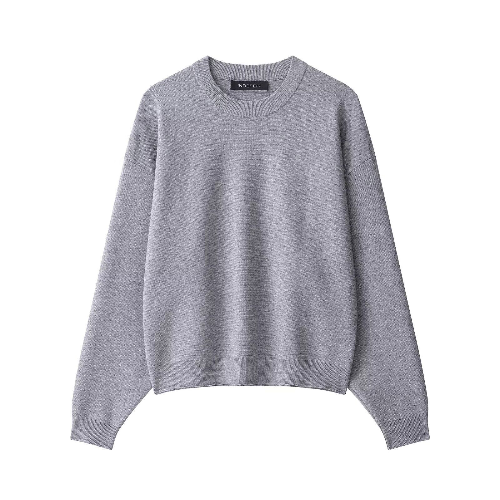 Ribbed Knit Sweatshirt - European Style Versatile Top KUN-00003