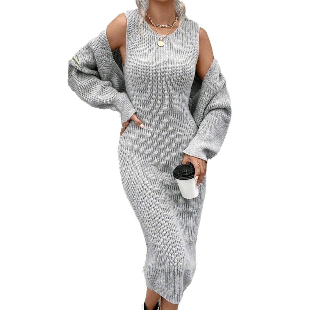 Knit Sweater Vest Dress Set - European & American Style SSU-00004