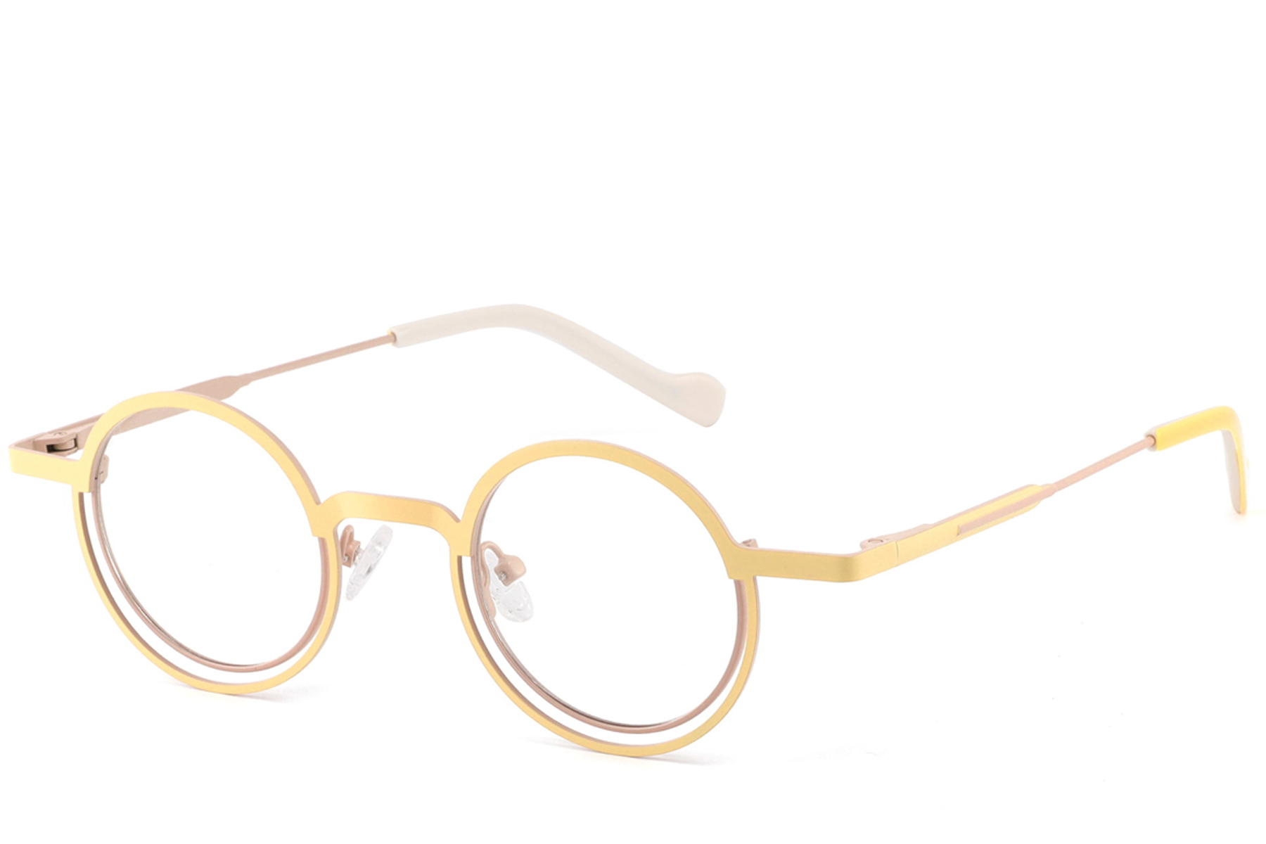 Round Yellow Metal Glasses #BS2425-1304