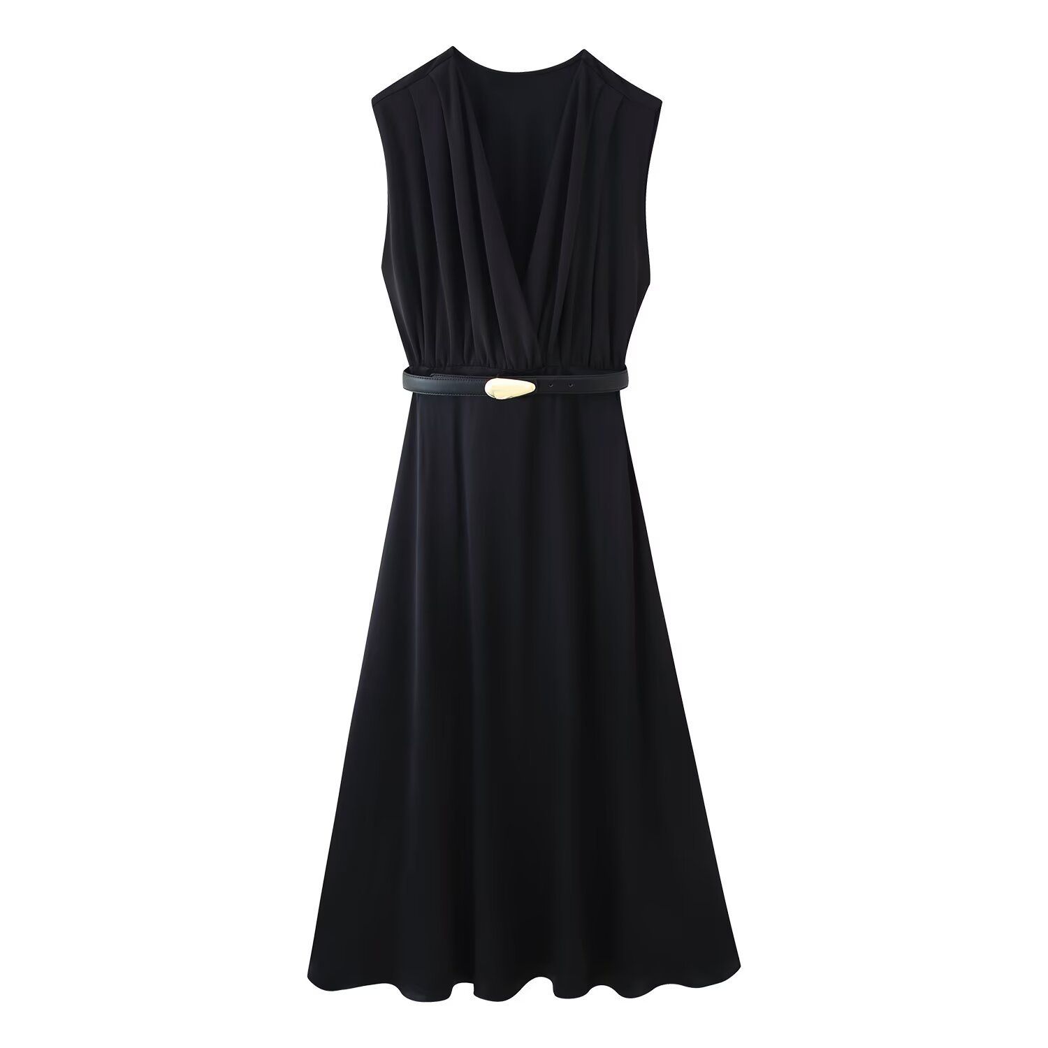 Midi Dress with Belt - European Style Women's Dress KUN-00208