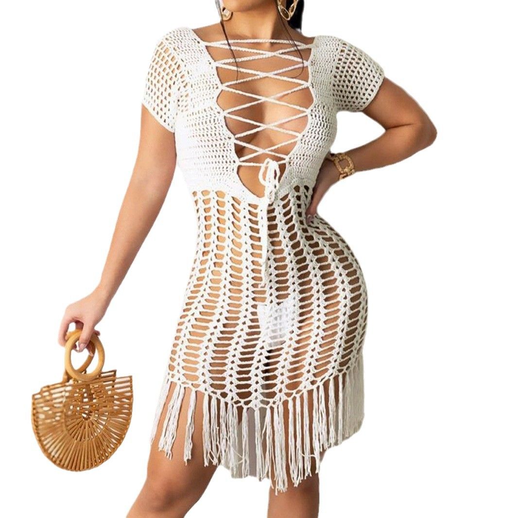 Women's Knit Crochet Beach Dress Summer Spring