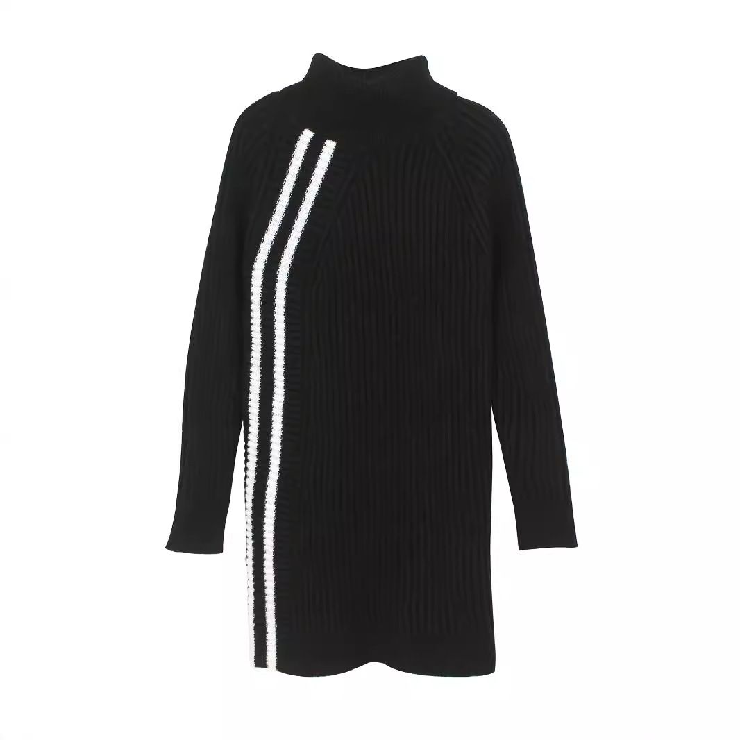 Cashmere Sweater Dress Long Sleeve Turtleneck Slim Fit Casual Mini Skirt