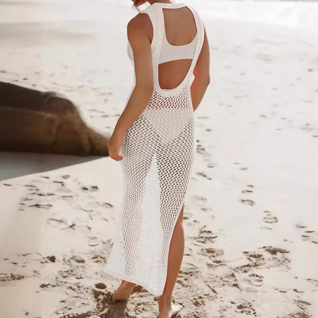 Knitted Dress Women's Hollow Out Slit Beach Summer Spring