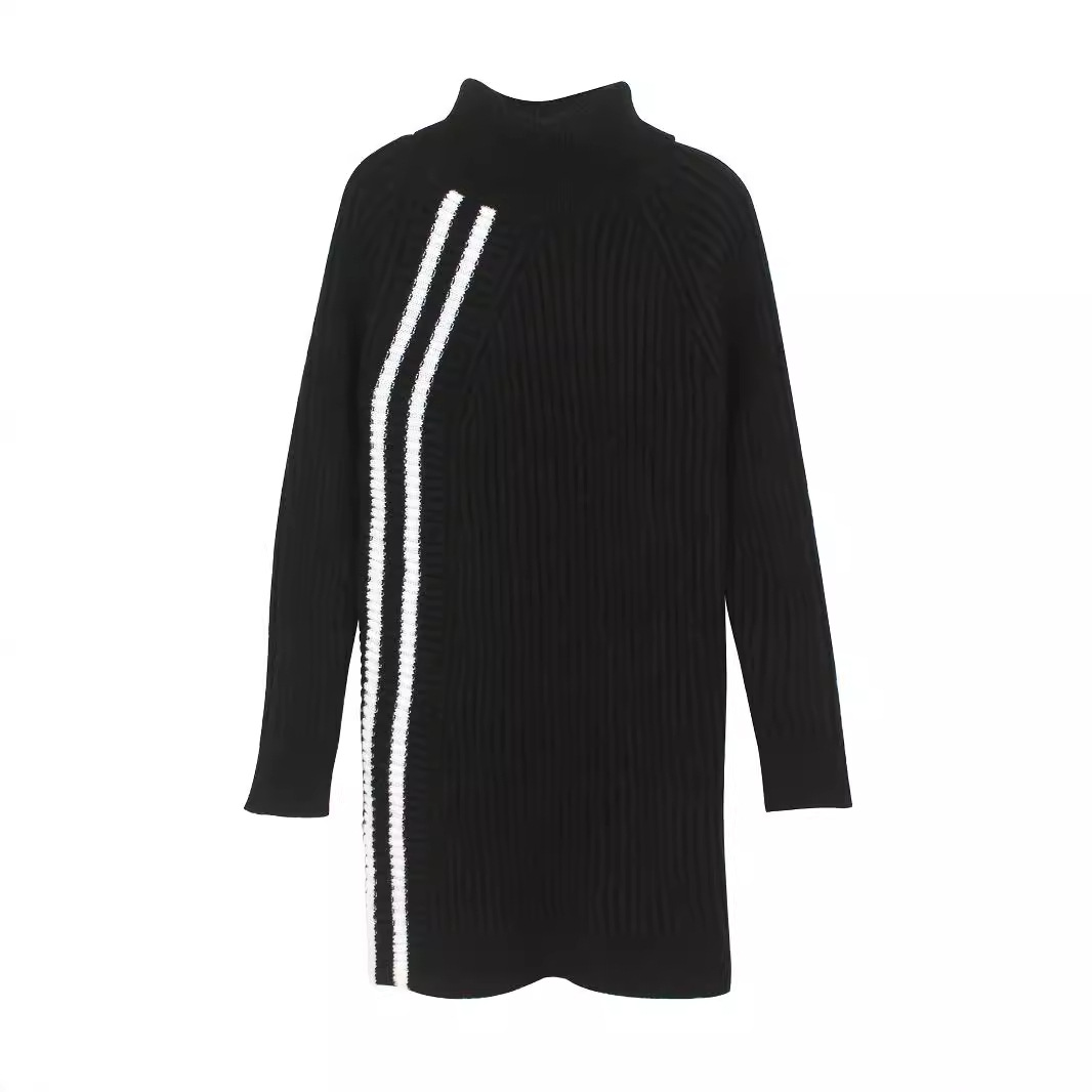 Cashmere Sweater Dress Long Sleeve Turtleneck Slim Fit Casual Mini Skirt